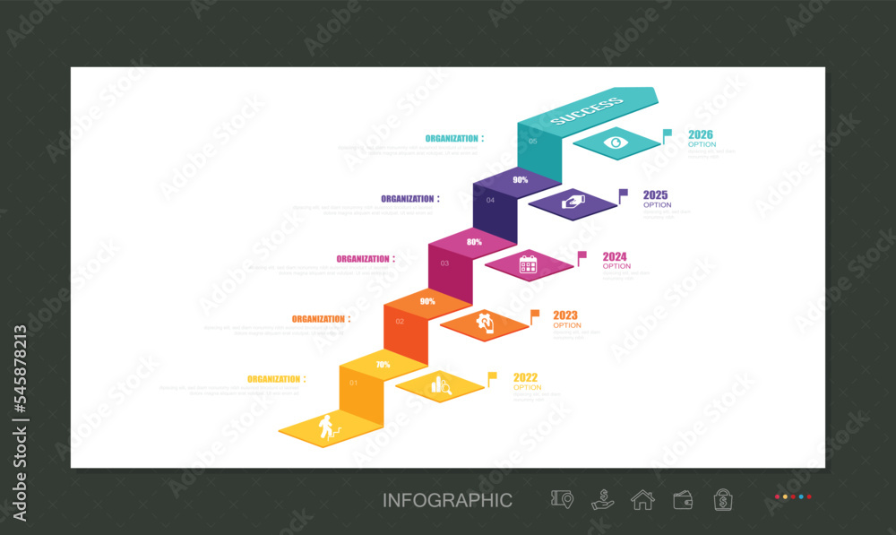 Infographic 5 Steps Timeline diagram calendar with modern icons. stock ...