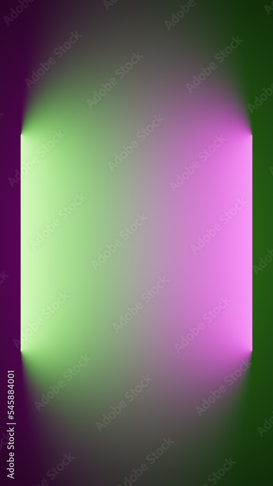 Two bright pink and green neon lights on opposite sides illuminating a ...