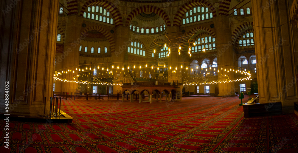 Interior of the Selimiye Mosque. The UNESCO World Heritage Site Of The ...