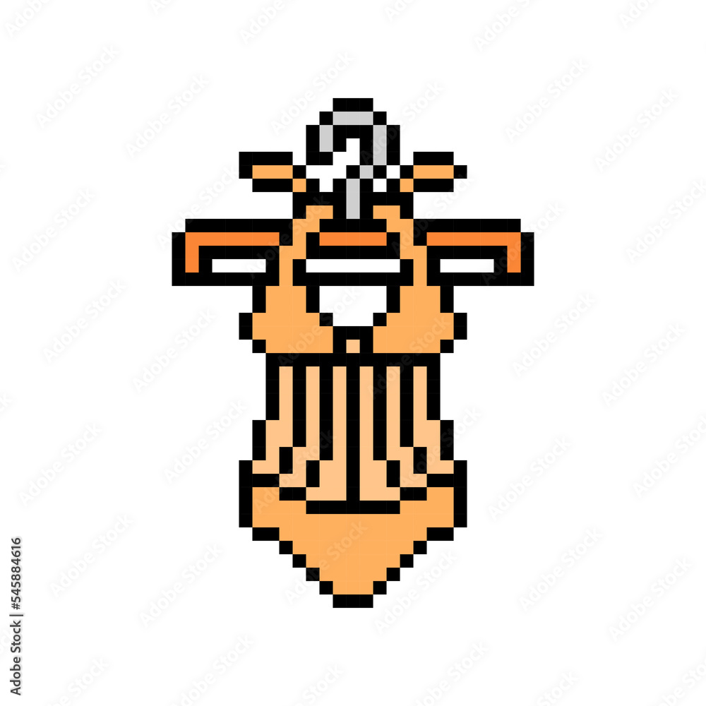 Pixel art symbol of an orange high neck one piece swimsuit on a hanger ...