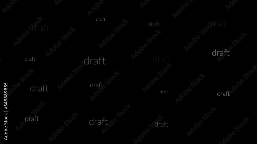 Dynamic watermark overlay, draft text on black background, Seamless ...