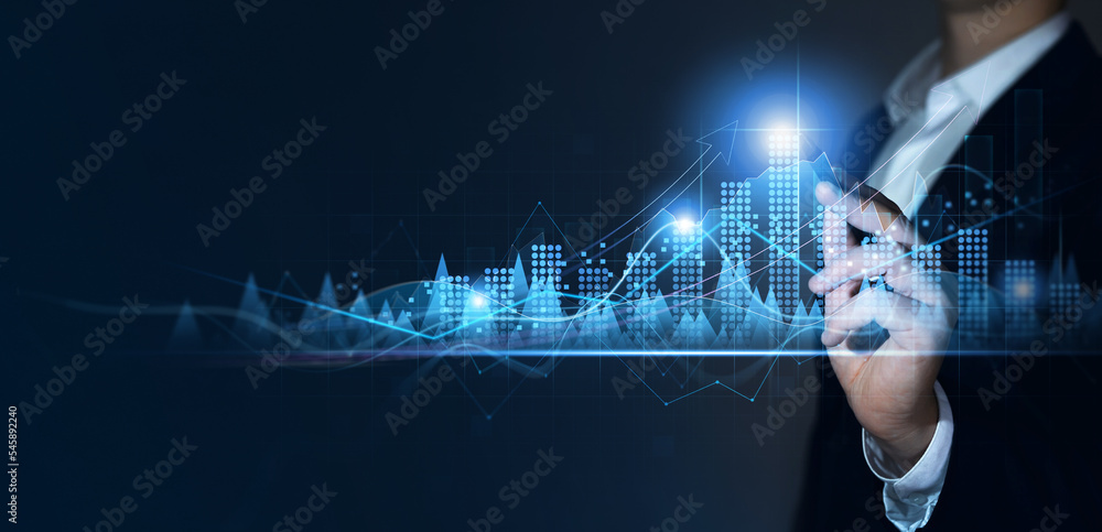 Business person drawings growth graph of business. Business development ...