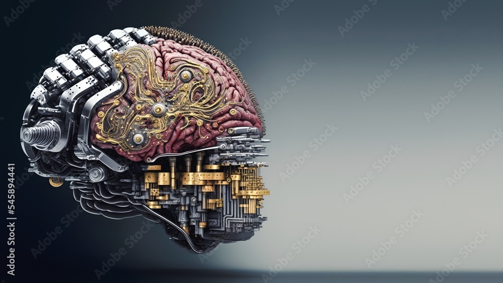 Human brain with neuralink augmentation. Neural networks and artificial ...