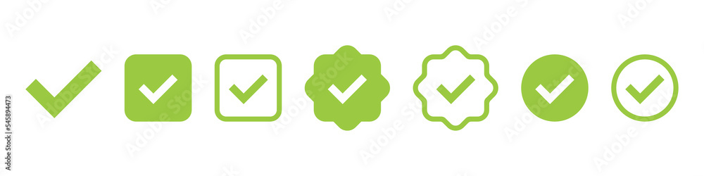 Vetor de Checkmark icon. Green check mark vector set. Checked checkbox ...