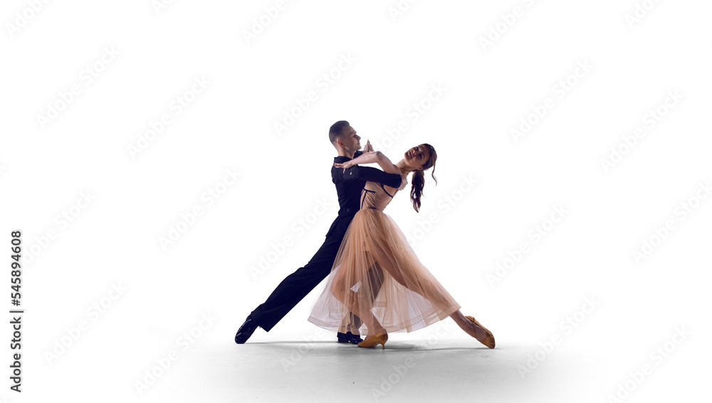 Dance couple performing dance on isolated on white Stock Photo | Adobe ...