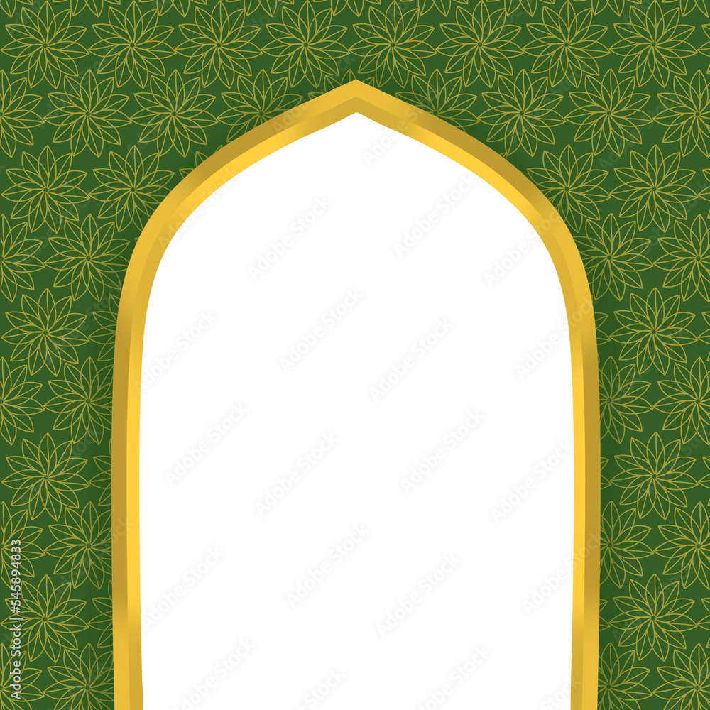 Islamic Green and Gold Border Frame with Geometric Pattern Stock ...
