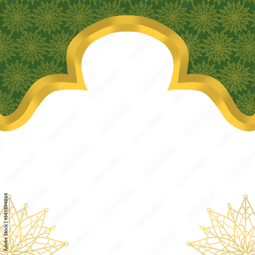 Islamic Green and Gold Border Frame with Geometric Pattern Stock ...