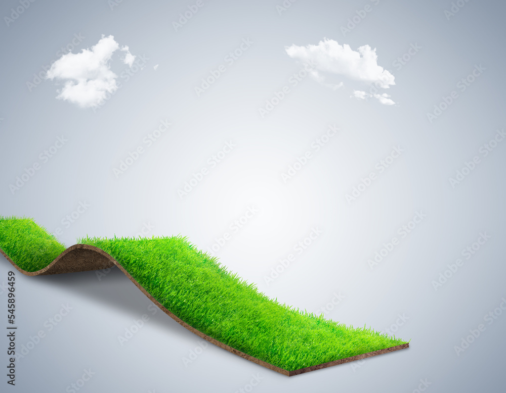 3d illustration of bending grass field isolated. agriculture grass ...