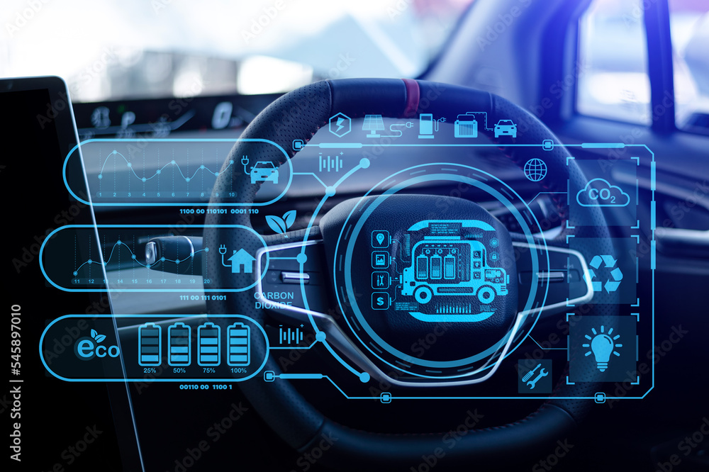 Energy EV car concept. Futuristic hybrid vehicle charge battery ...