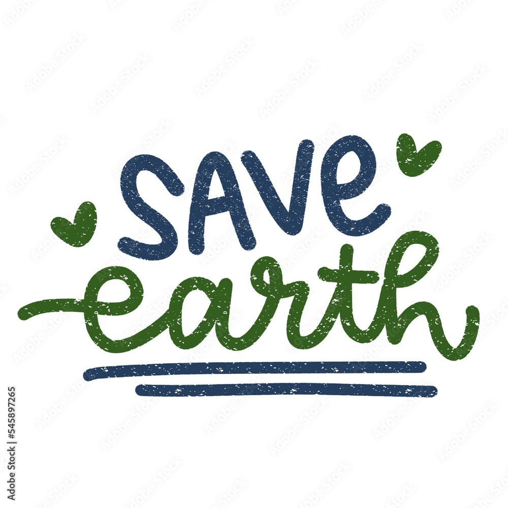 Save Earth Hand Lettering in Blue and Green Colors Eco Labels ...