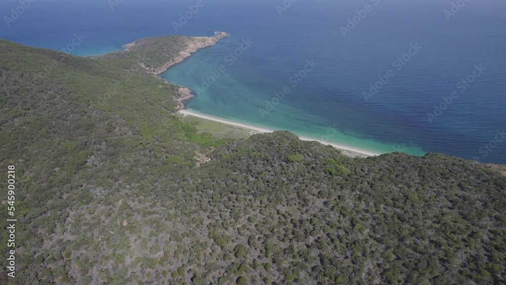 Scenery Of Lush Green Coastal Hill And Turquoise Sea At Clam Bay In The ...