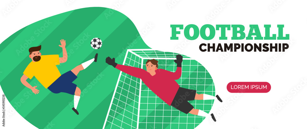 football championship soccer players with ball web banner design vector ...