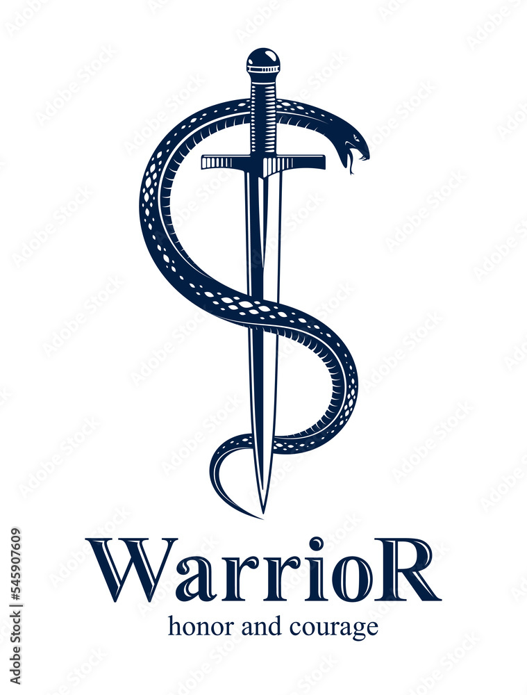 Snake and Dagger, Serpent wraps around a sword vector vintage tattoo ...