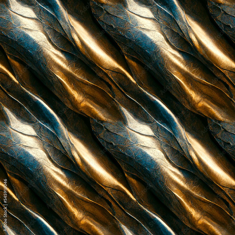 Metallic texture seamless pattern. Liquid metal waves, fluid. Ai ...