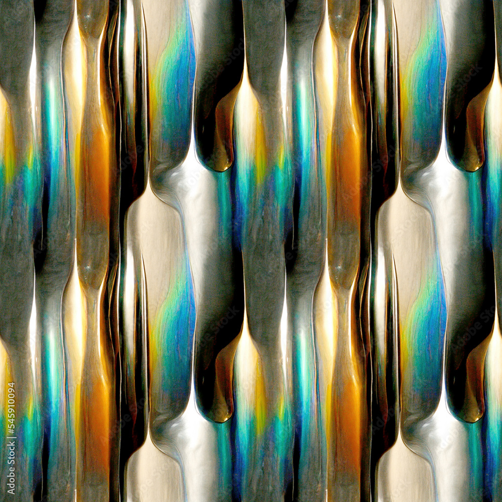 Metallic texture seamless pattern. Liquid metal waves, fluid. Ai ...