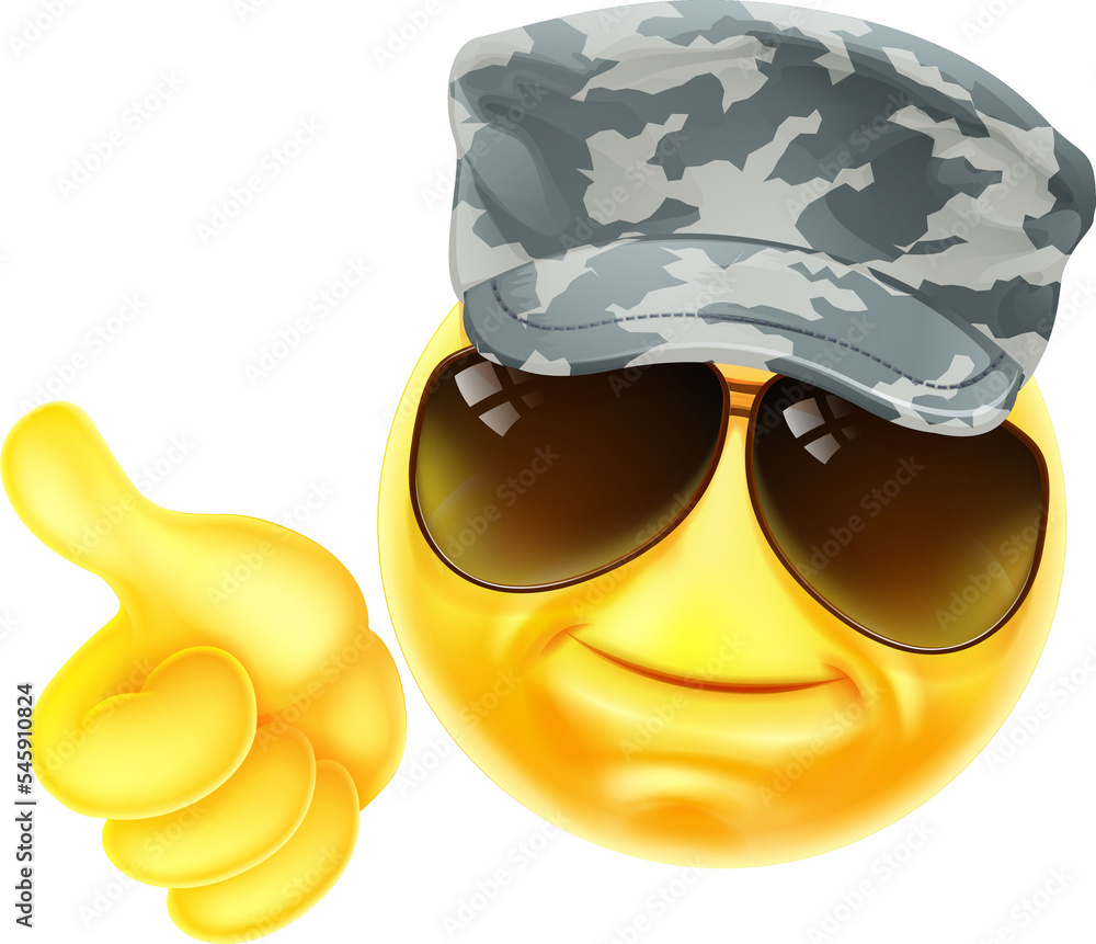Army Soldier Emoticon Emoji Face Cartoon Icon Stock Illustration ...