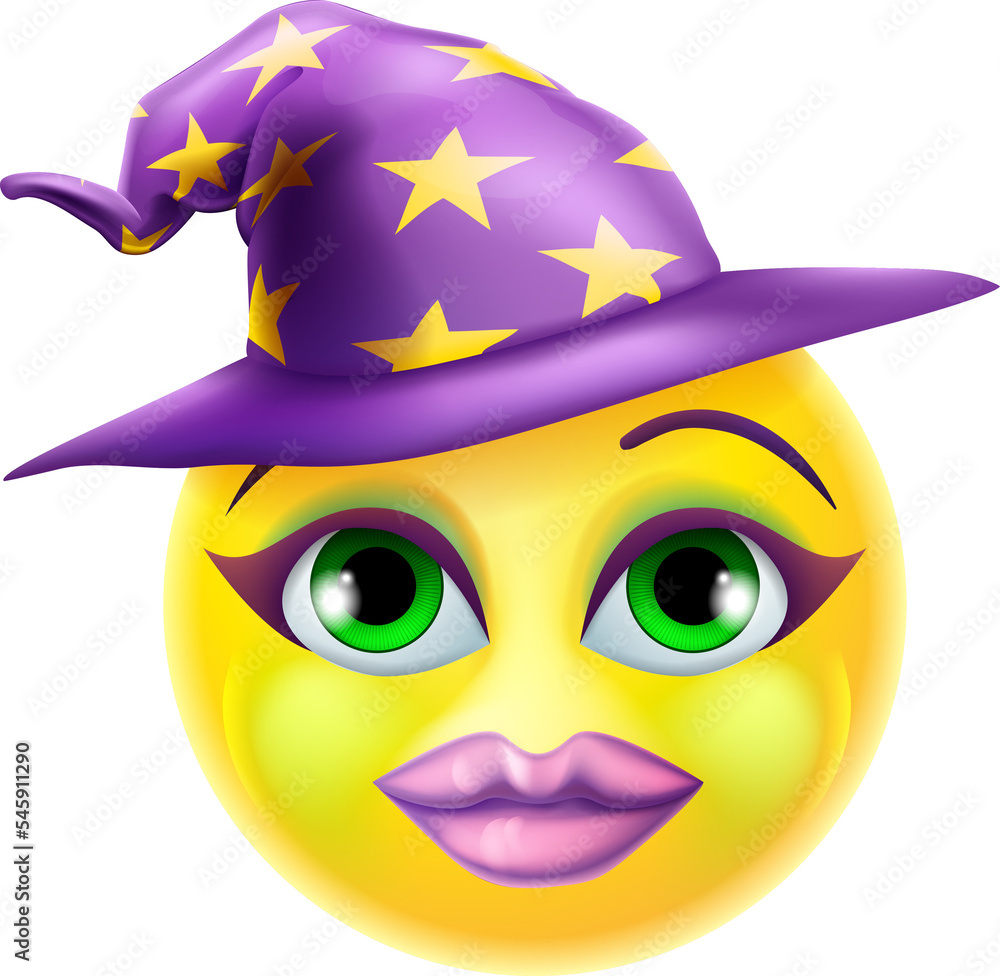 Witch Emoticon Face Emoji Cartoon Icon Stock Illustration | Adobe Stock