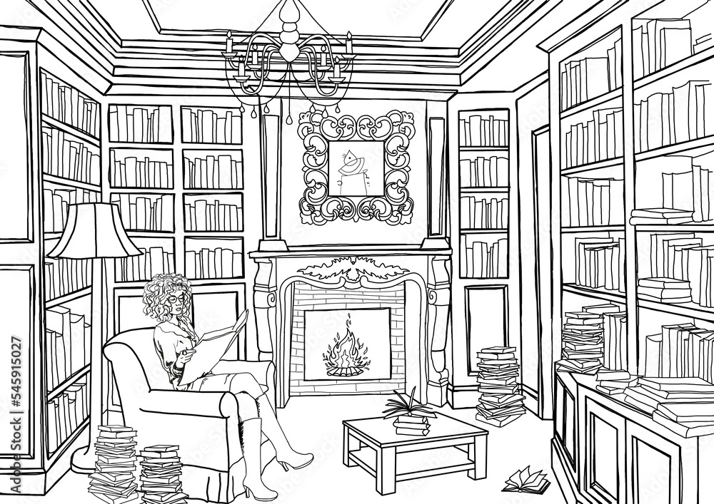 Library Coloring Page