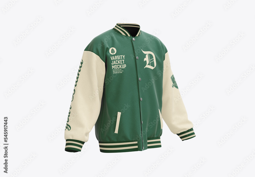 Men's Buttons Bomber Jacket Mockup Stock Template | Adobe Stock