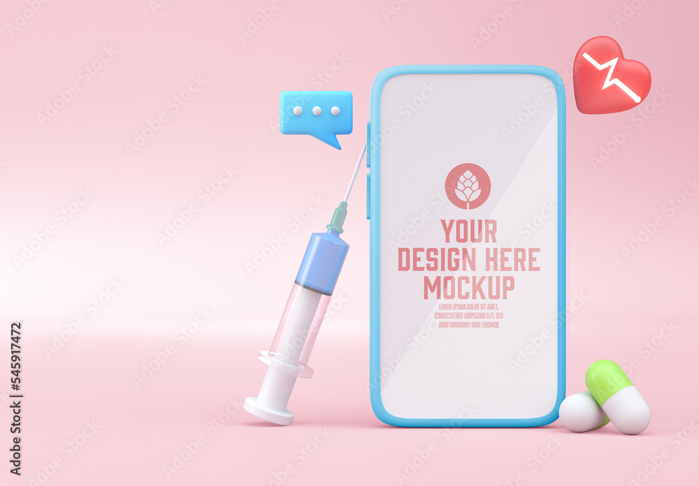 Medical 3D Concept with Mobile Mockup Stock Template | Adobe Stock