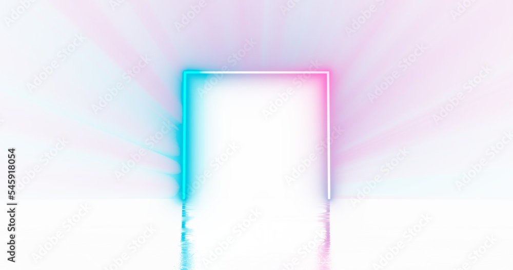 Neon light lines on png transparent background with reflection on the ...