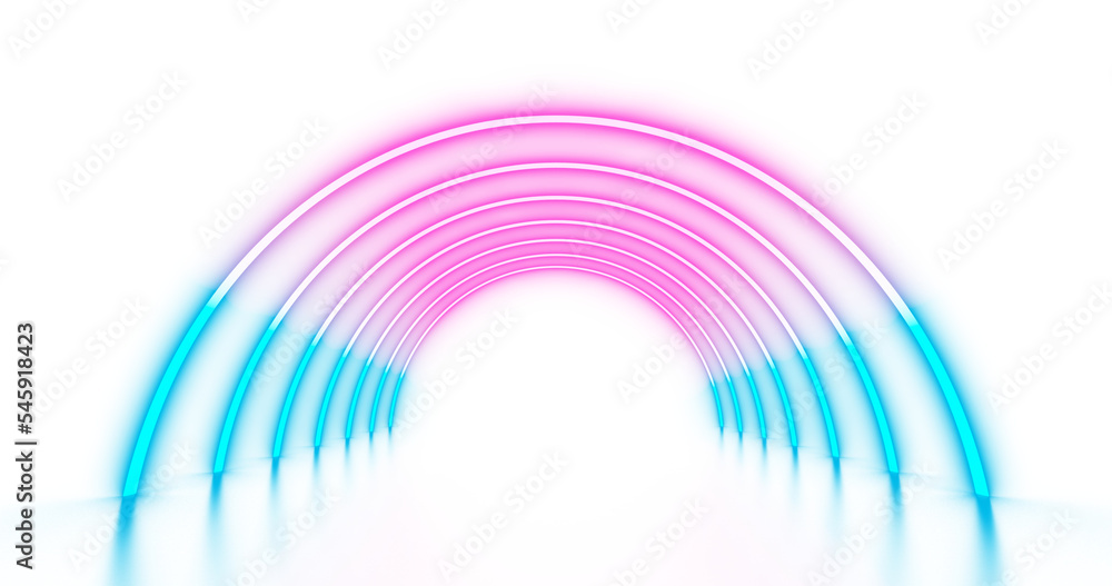 Neon light lines on png transparent background with reflection on the ...