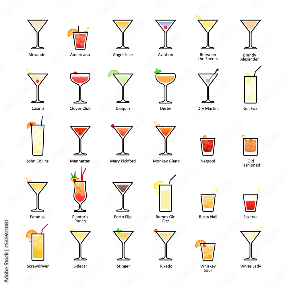Alcoholic cocktails with titles. IBA official cocktails, The ...