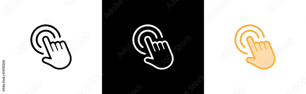 Hand touch icon. Hand clicking symbol. tap gesture signs stickers ...