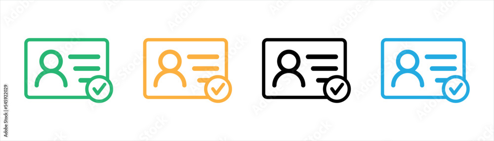 ID Card with approved tick icon. Driver's license symbol ...
