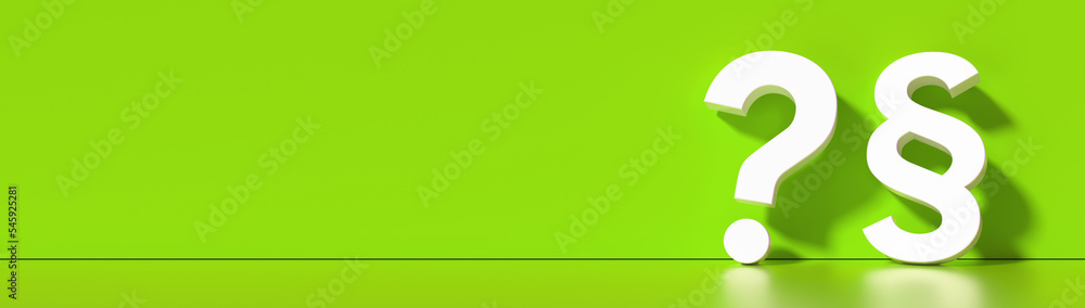 Paragraph / Section sign and Question mark standing on the floor ...