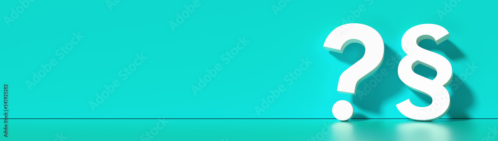 Paragraph / Section sign and Question mark standing on the floor ...