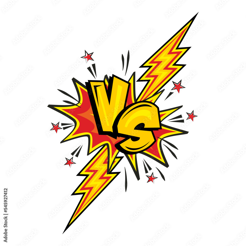 VS Comics lightning boom frame. Versus comic fighting duel, battle ...