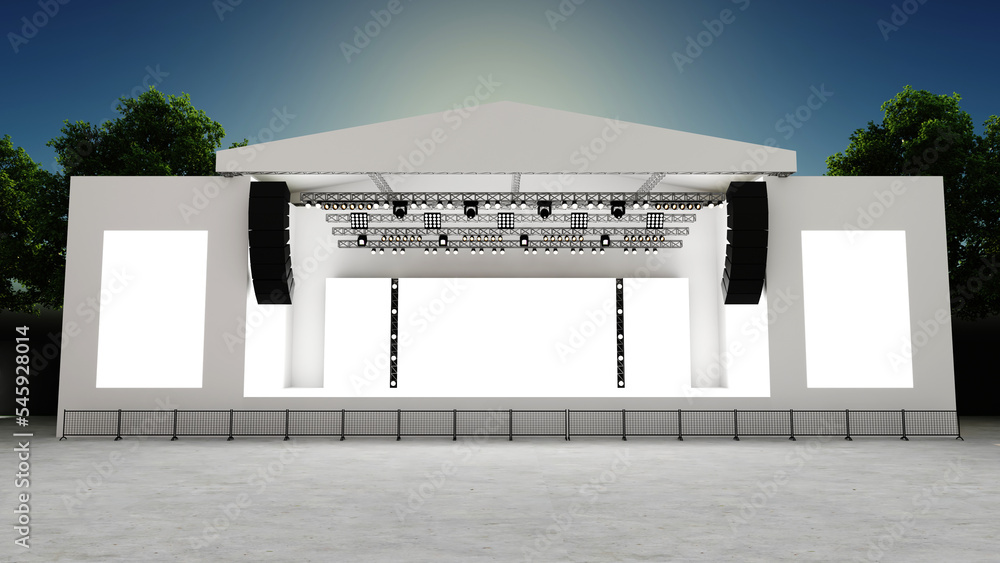 Stage rigging truss system with blank backdrop concert performance ...