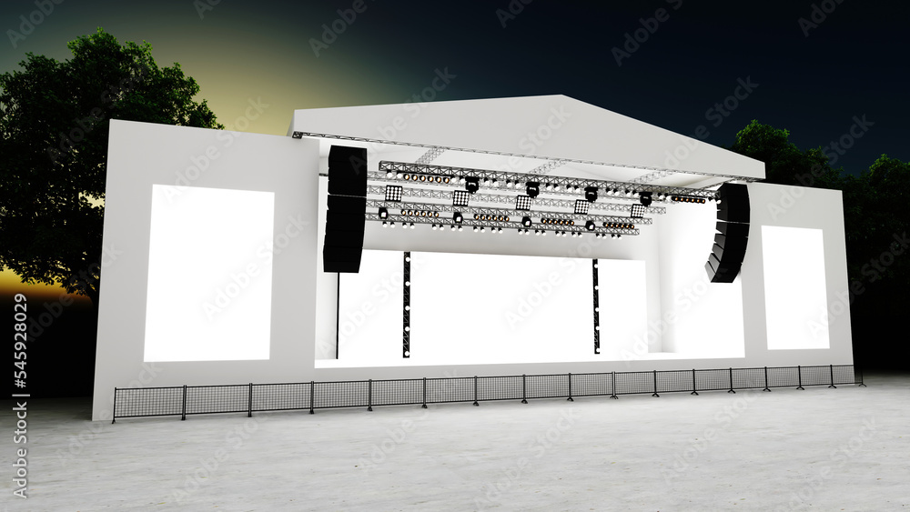 Stage rigging truss system with blank backdrop concert performance ...