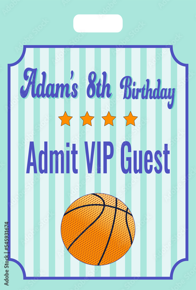 VIP passes badge for basketball theme Birthday party VIP guest badge ...