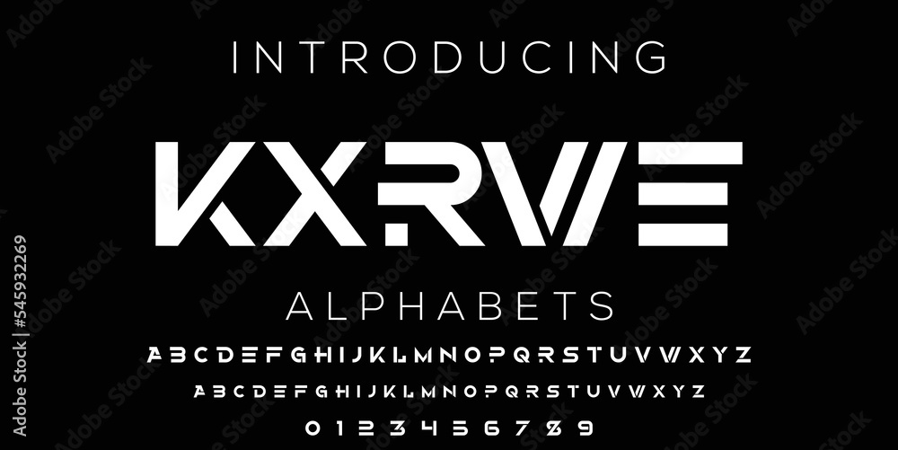 Futuristic ancient modern techno sci fi display font, abstract ...