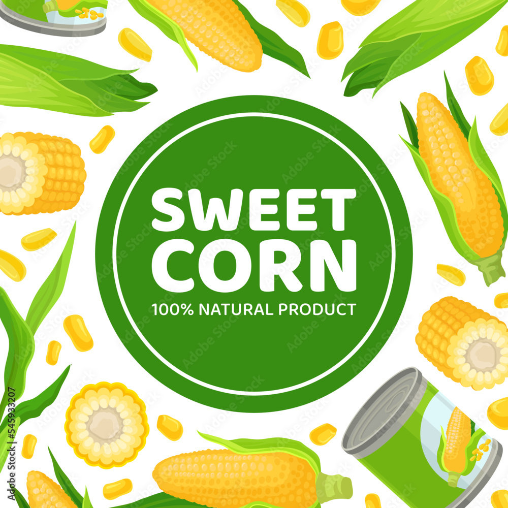 Sweet corn banner template. Natural organic farm product card, poster ...