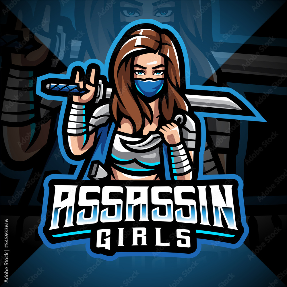 Assassin girls esport mascot logo design Stock Illustration | Adobe Stock