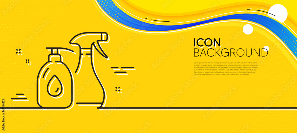 Cleaning liquids line icon. Abstract yellow background. Antiseptic ...