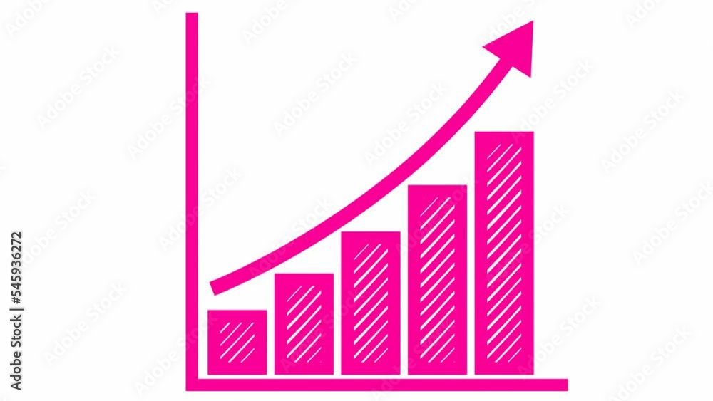 Animated financial growth chart with trend line graph. Pink symbol ...