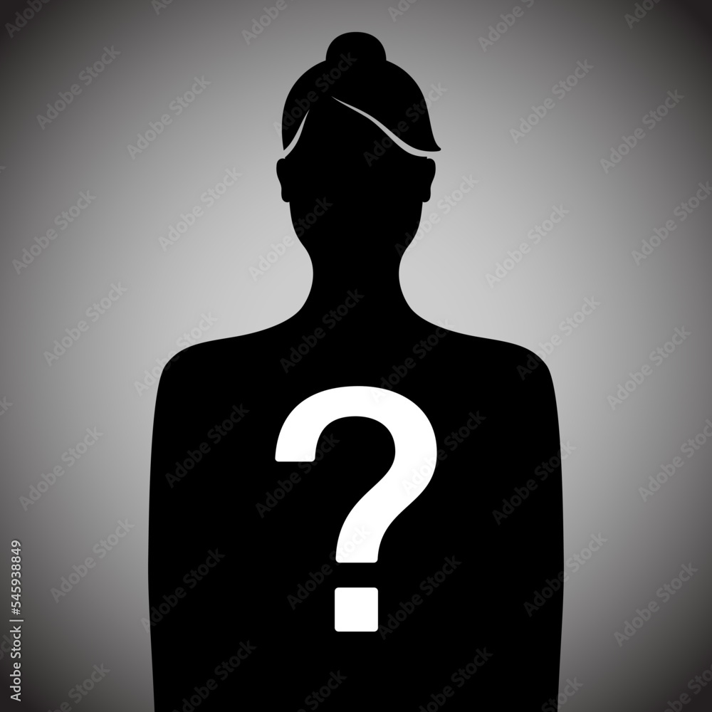 Anonymous woman black silhouette with question mark. Incognito female ... Anonymous woman black silhouette with question mark. Incognito female ...