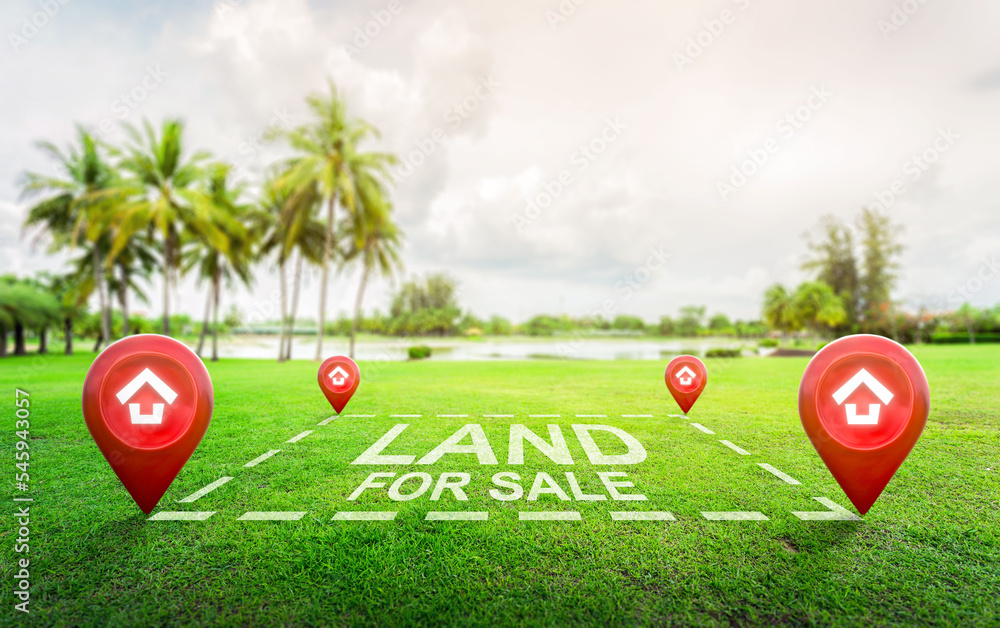 Land plot management - real estate concept with a vacant land on a ...