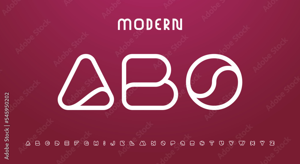 Line font. Modern line font alphabet. Internet, electric letter fonts ...
