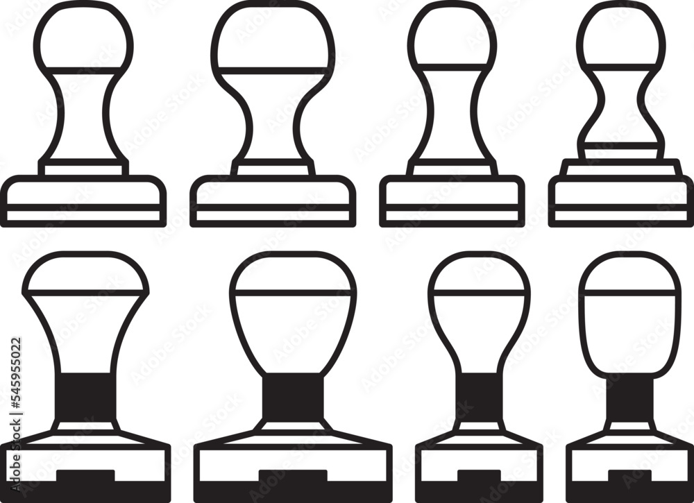 Collection of modern black and white stamp handle design concepts ...