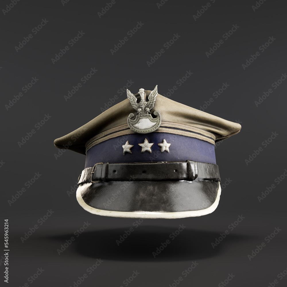 A military service four pointed cap of Colonel Józef Giza. Old vintage ...