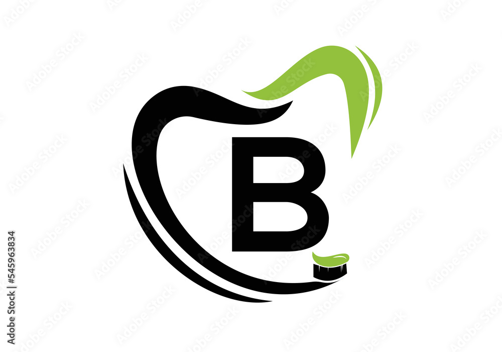 Letter B Dental Logo Design Template Inspiration With Tooth Brush ...