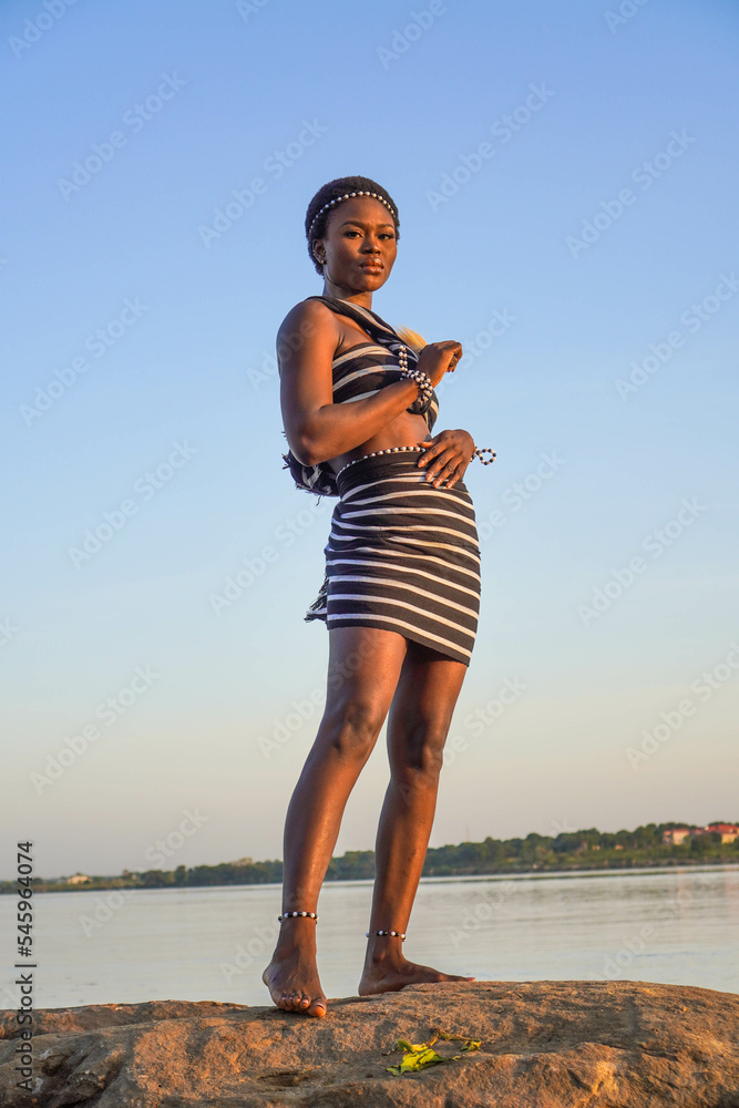 Portrait of pretty Nigerian Tiv woman dressed in Traditional attire ...