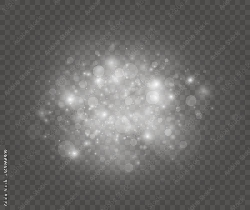 Glowing light effect with many glitter particles isolated on ...