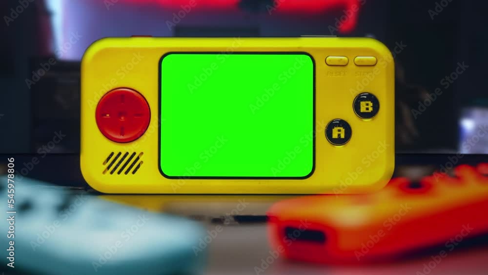 Retro Gaming Console Green Screen Zoom In Vintage Video Game Tech ...