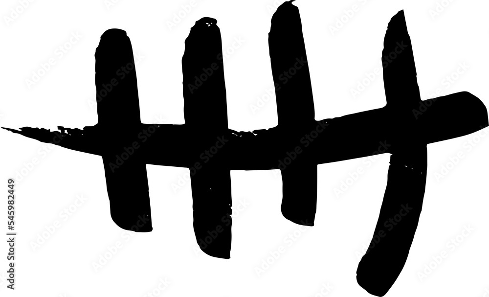 Tally marks. Counting signs on the walls of the prison. Notches for ...